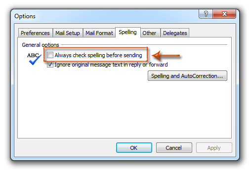 How to auto spell check for subject line Outlook?