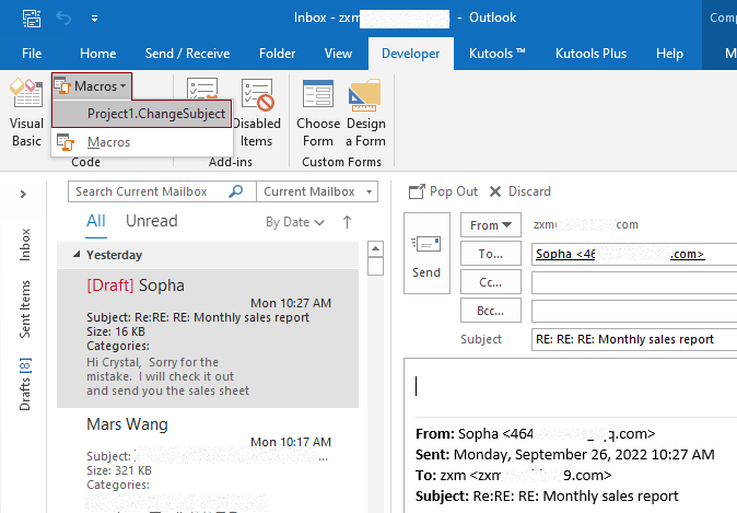 How to create a drop-down list for subjects in Outlook?