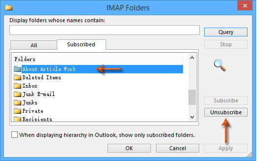 How to disable subscribing to IMAP folders in Outlook?