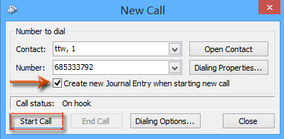 How to track phone calls with journals in Outlook?