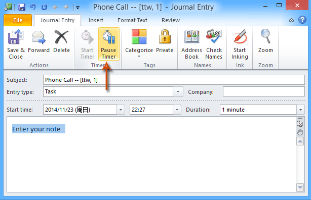 How to track phone calls with journals in Outlook?