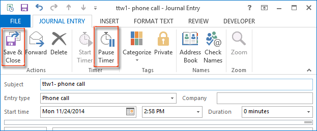 How to track phone calls with journals in Outlook?