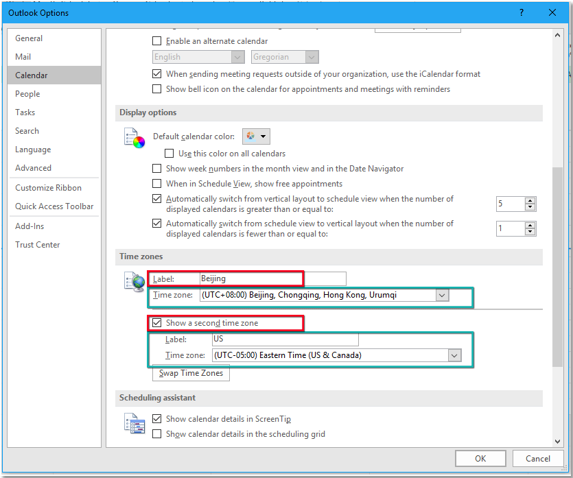 How To Display Two Time Zones In Outlook Calendar 