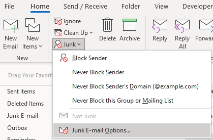 How to view all blocked domains in Outlook?