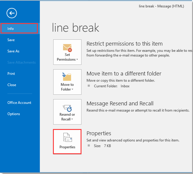 How to view email header information in Outlook?