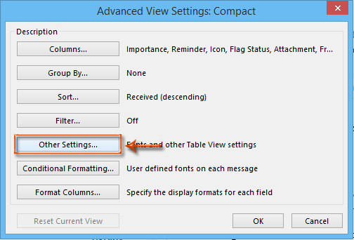 How to view grid lines between email messages in Outlook?