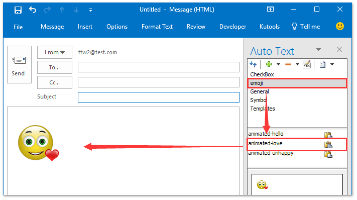 How to insert winking/animated emotions (smiley faces) in Outlook?