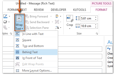 How to wrap text around picture/image in Outlook?