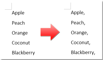 How to add comma in the end of each line in Word document?