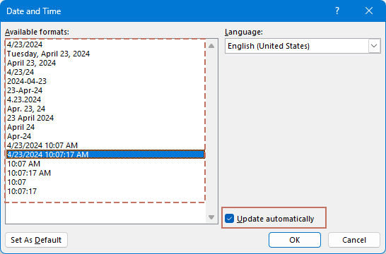 Quickly insert current date and time in Word – (Easy tricks)