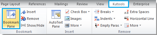 List, update and locate bookmarks in side panel of Word
