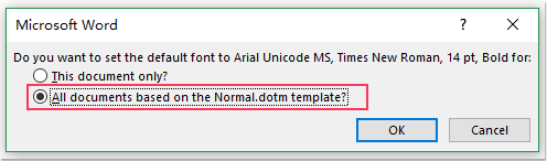 How to change the default font in Word document?