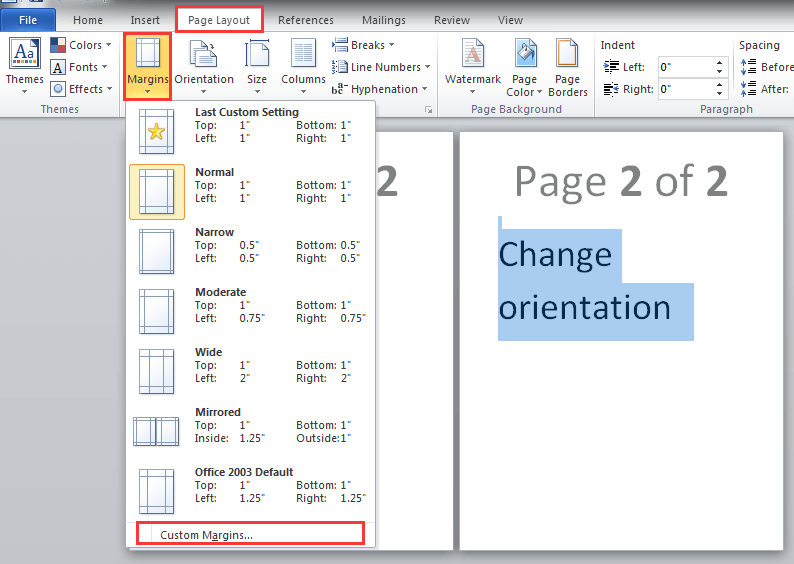 How To Change Orientation Of One Page In Word 