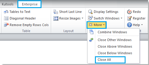 How to close all open documents or windows in Word