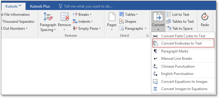 How to convert all endnotes to plain text in Word