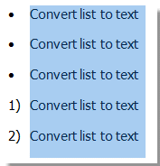 How to convert multiple numbering or bullet lists to plain text in Word