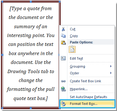 How to convert text box to frame in Word?