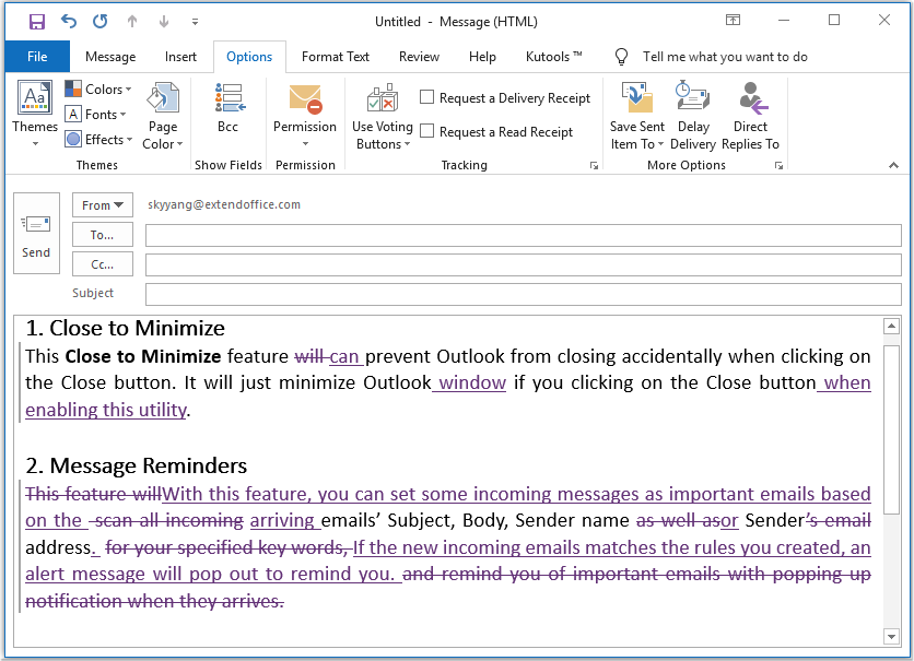 How To Copy Contents With Track Changes From Word Document To Outlook 