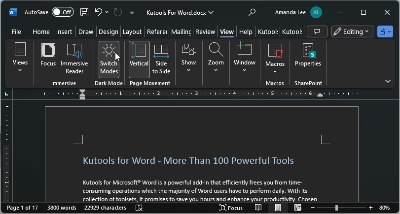 How to Change Microsoft Word to Dark Mode