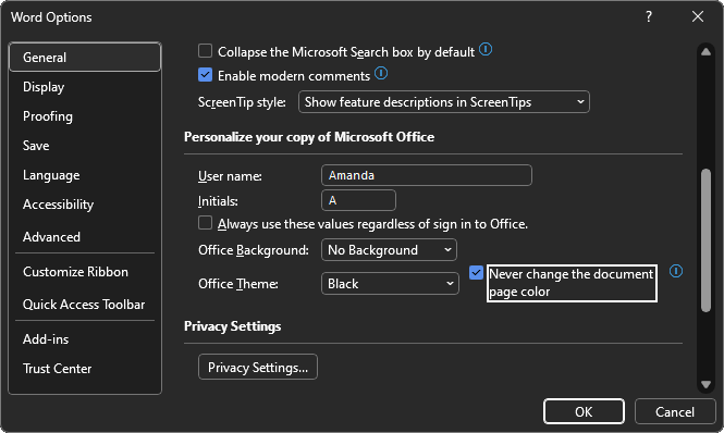 How to Change Microsoft Word to Dark Mode