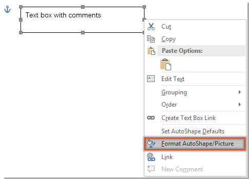 How to add comment to text within a text box in Word document?