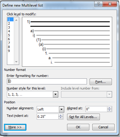 How to automatically number headings in Word?
