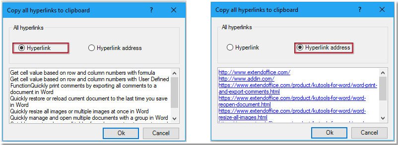 How to select and copy all hyperlinks from a Word document?