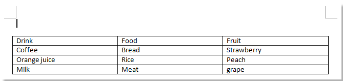 How to insert a line above a table at the top of a Word document?