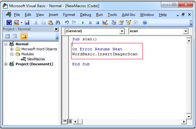 How to insert picture or image from scanner or camera in Word?