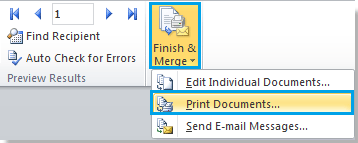 How to create and print envelopes from the mailing list in Word?