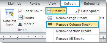 How to remove all column breaks in Word?