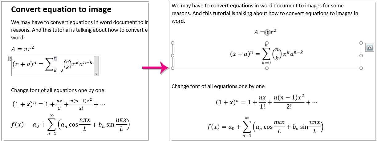 How to Covert Equation to Image in Word?
