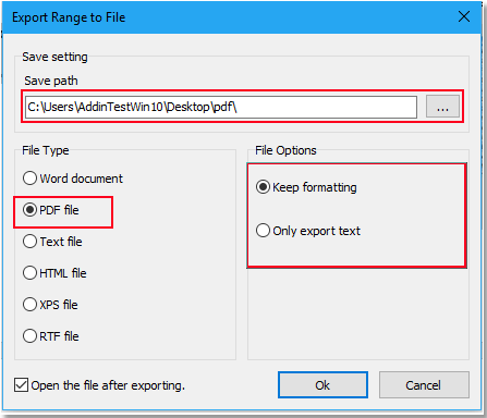 How to export selected pages to pdf in Word document?