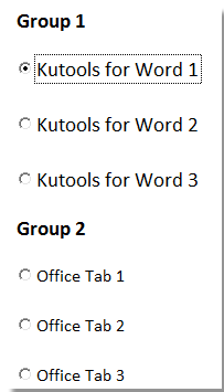 How to group radio buttons in Microsoft Word document?