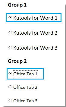How to group radio buttons in Microsoft Word document?