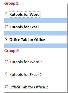 How to group radio buttons in Microsoft Word document?