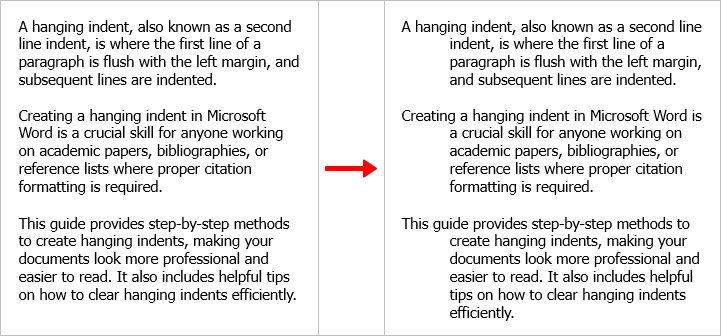 How to create a hanging indent in Word