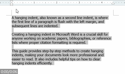 How to create a hanging indent in Word