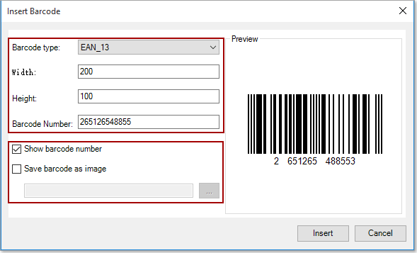How to insert a barcode easily in Word?
