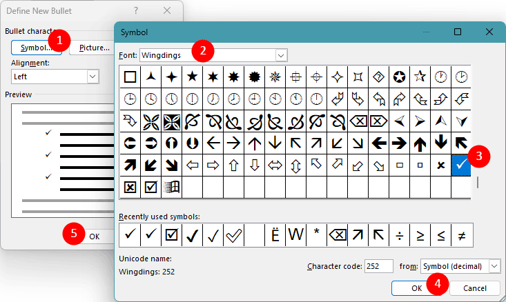 Agregar una marca de verificación o un símbolo de verificación en Word ...