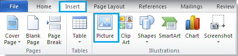 How to import/insert pictures/images from file in Word