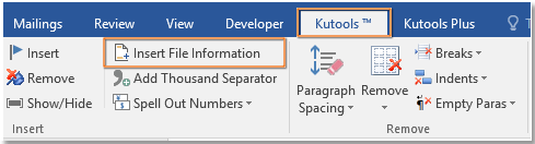 How to insert document information in Word?
