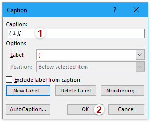 Easily insert right aligned captions next to equations in Word