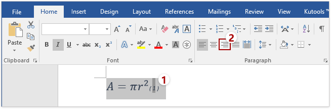Easily insert right aligned captions next to equations in Word