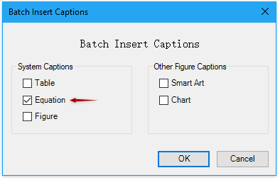 Easily insert right aligned captions next to equations in Word