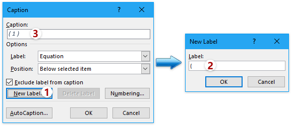 Easily insert right aligned captions next to equations in Word