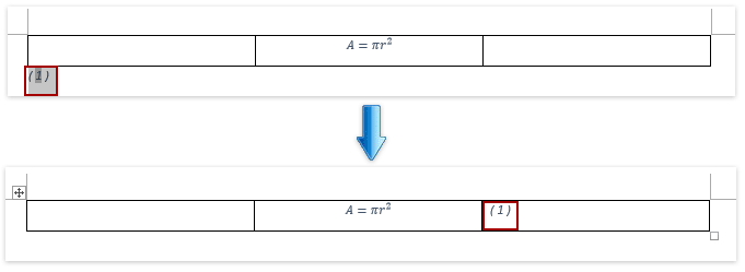 Easily insert right aligned captions next to equations in Word
