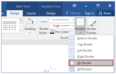 Easily insert right aligned captions next to equations in Word