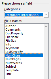 How to insert word count or page count in Word documents?