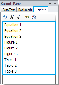How to list all captions in word?
